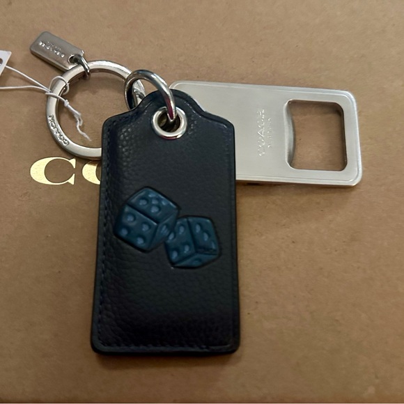Coach | Accessories | Coach Pebbled Leather Dice Bottle Opener Keychain ...